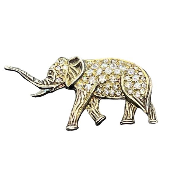 Jewelry | Vintage Sterling Silver Elephant Animal Brooch Pin Sparkly ...